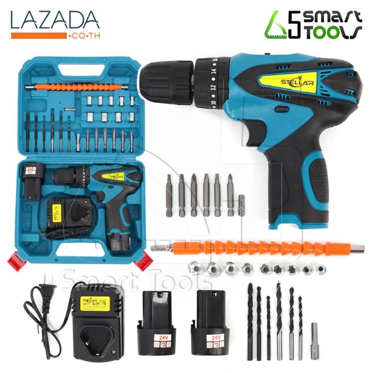 STELLAR สว่านไร้สาย 24V รุ่น ST-005 พร้อมแบตเตอรี่ 2 ก้อน และอุปกรณ์เสริมรวม 25 ชิ้น ...