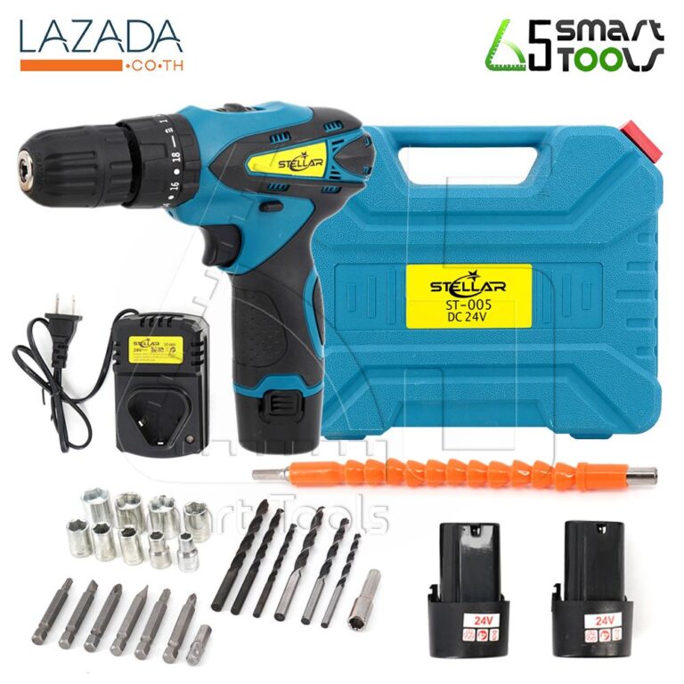 STELLAR สว่านไร้สาย 24V รุ่น ST-005 พร้อมแบตเตอรี่ 2 ก้อน และอุปกรณ์เสริมรวม 25 ชิ้น ...