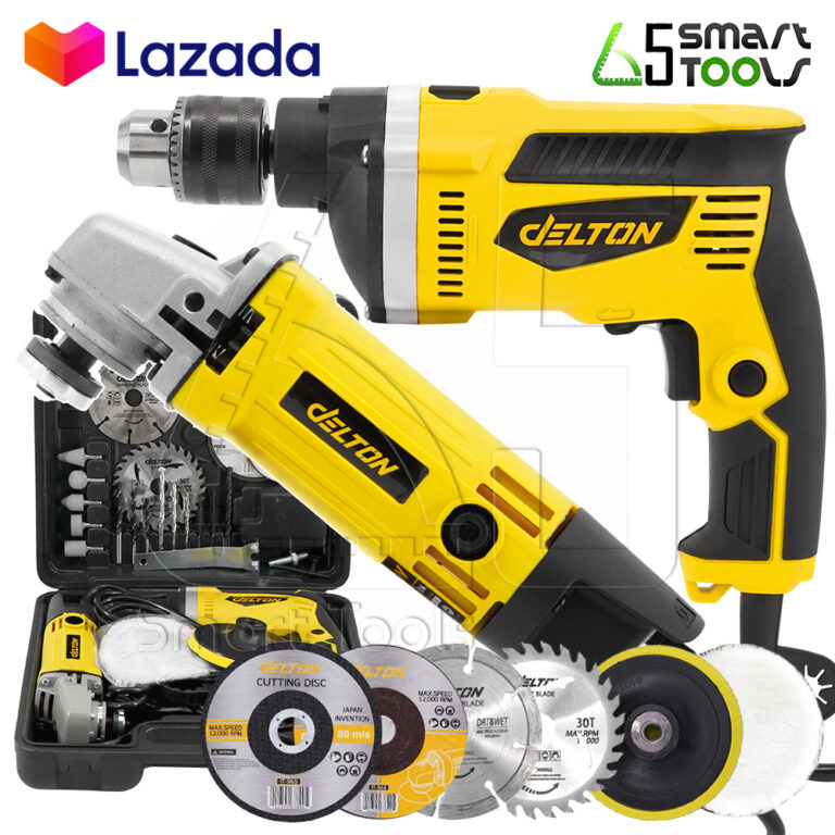 (แพ็คคู่) DELTON เครื่องเจียร หินเจียร ลูกหมู 4 นิ้ว 1,050W + สว่านไฟฟ้า สว่านกระแทกไฟฟ้า สว่าน ...