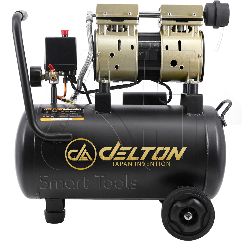 [เซตสุดคุ้ม] DELTON ปั๊มลมออยล์ฟรี ปั๊มลม OIL FREE 800W ปั้มลม 30 ลิตร รุ่น DTN-30L + อุปกรณ์ลม ...