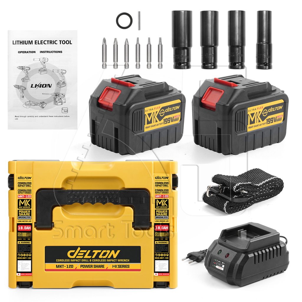 (แพ็คคู่) DELTON สว่านไร้สาย 3 ระบบ + บล็อกแบต 2in1 บล็อกแบตเตอรี่ 199V มอเตอร์ BRUSHLESS ไร้ ...