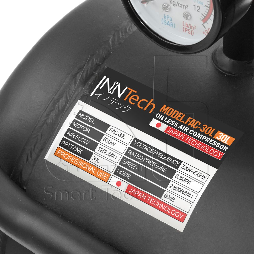 InnTech ปั้มลมออยล์ฟรี ปั้มลม 30 ลิตร 850W (ถังเต็ม) ปั๊มลม OIL FREE ปั้มลมไฟฟ้า ถังลม ปั๊มลมไม่ ...